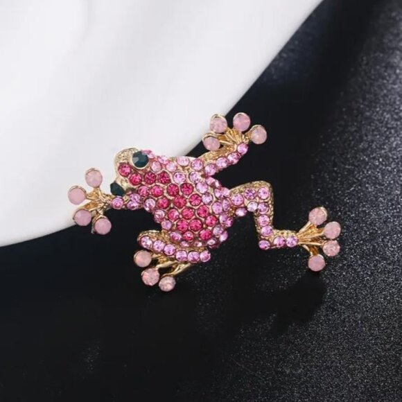 Jewelry | New Pink Pave Crystal Tree Frog Brooch Pin | Poshmark